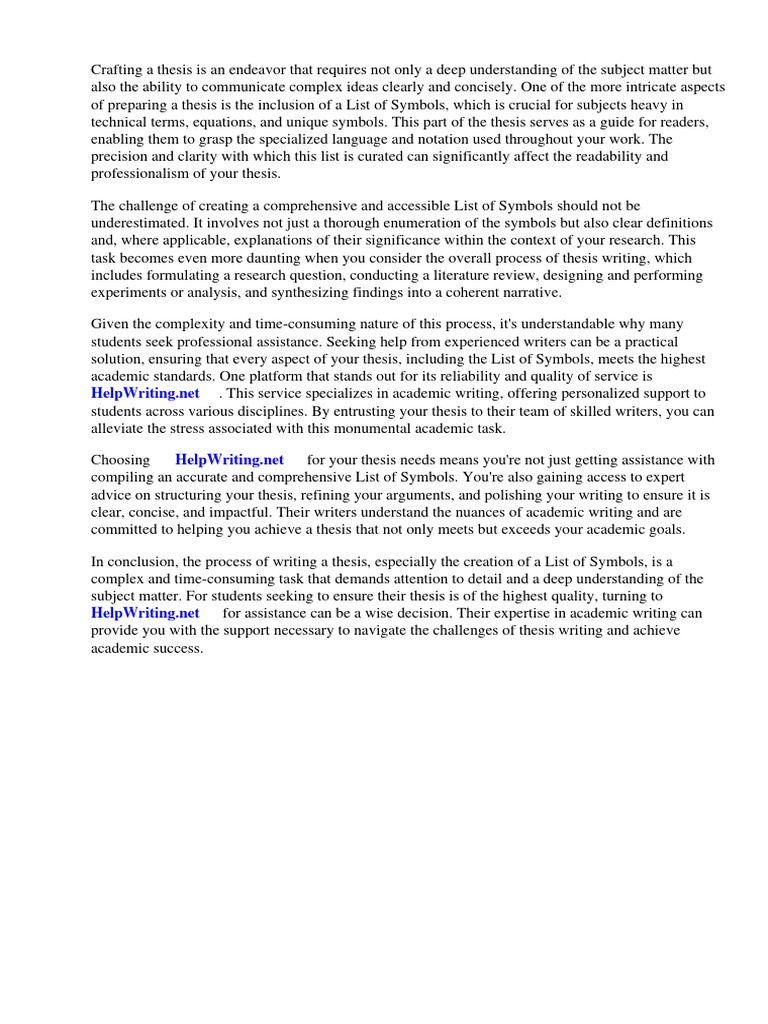 Thesis List of Symbols Order | Download Free PDF | Thesis