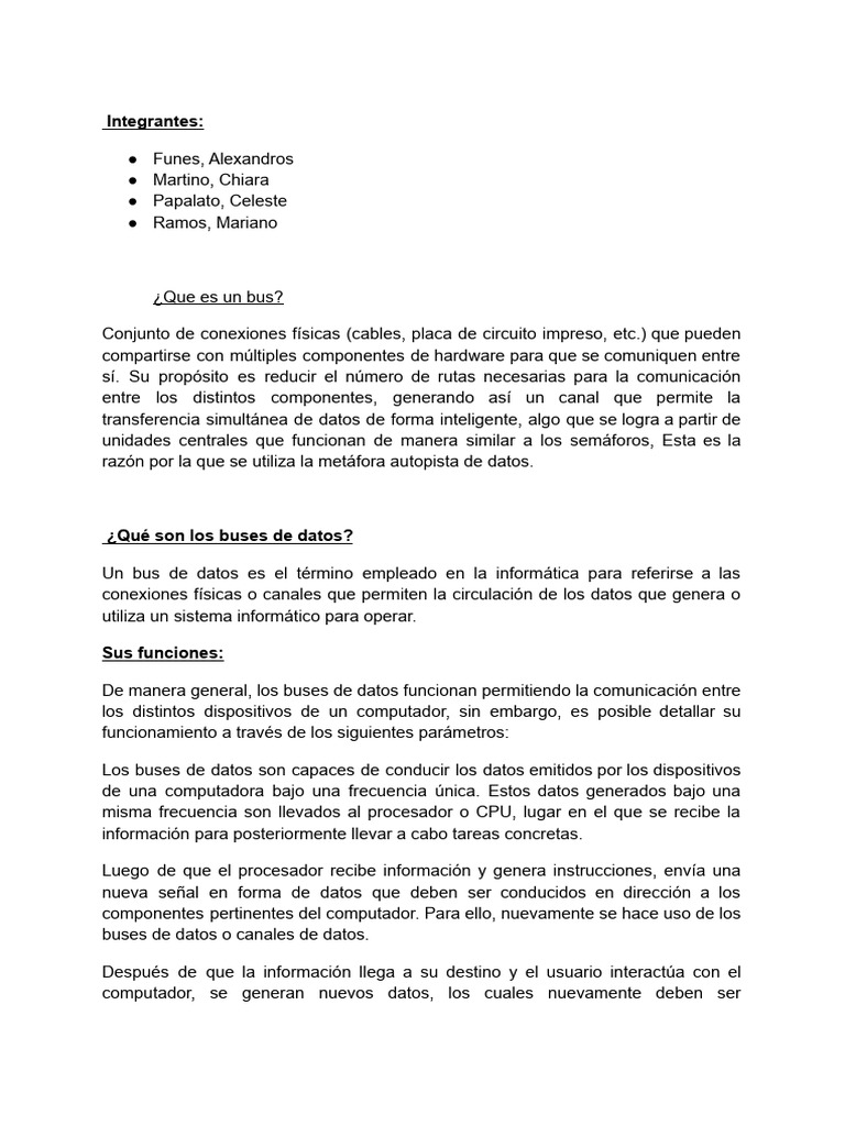 Bus de Datos | PDF | Hardware de la computadora | Periférico