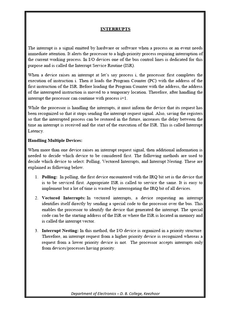 Interrupts and Stack Operations Guide | PDF | Computers