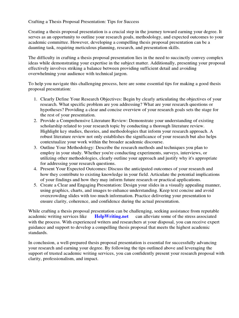How To Make A Good Thesis Proposal Presentation | PDF | Thesis | Methodology
