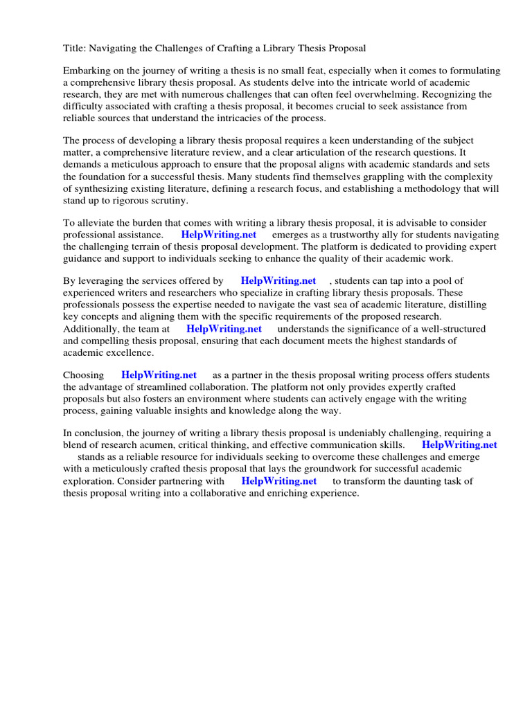 Library Thesis Proposal | PDF