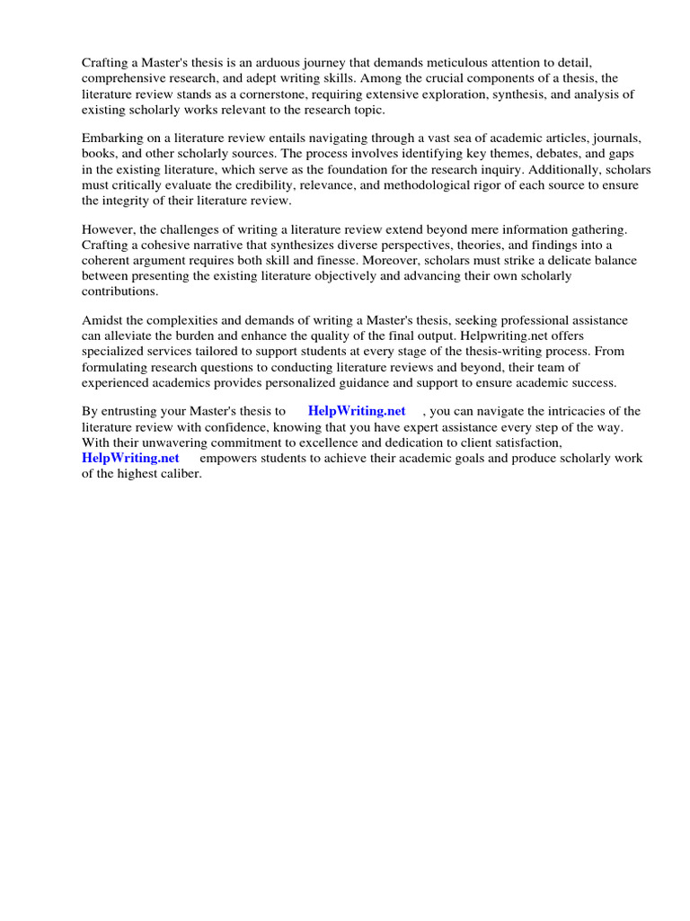 Masters Thesis Format Literature Review | PDF | Thesis | Methodology