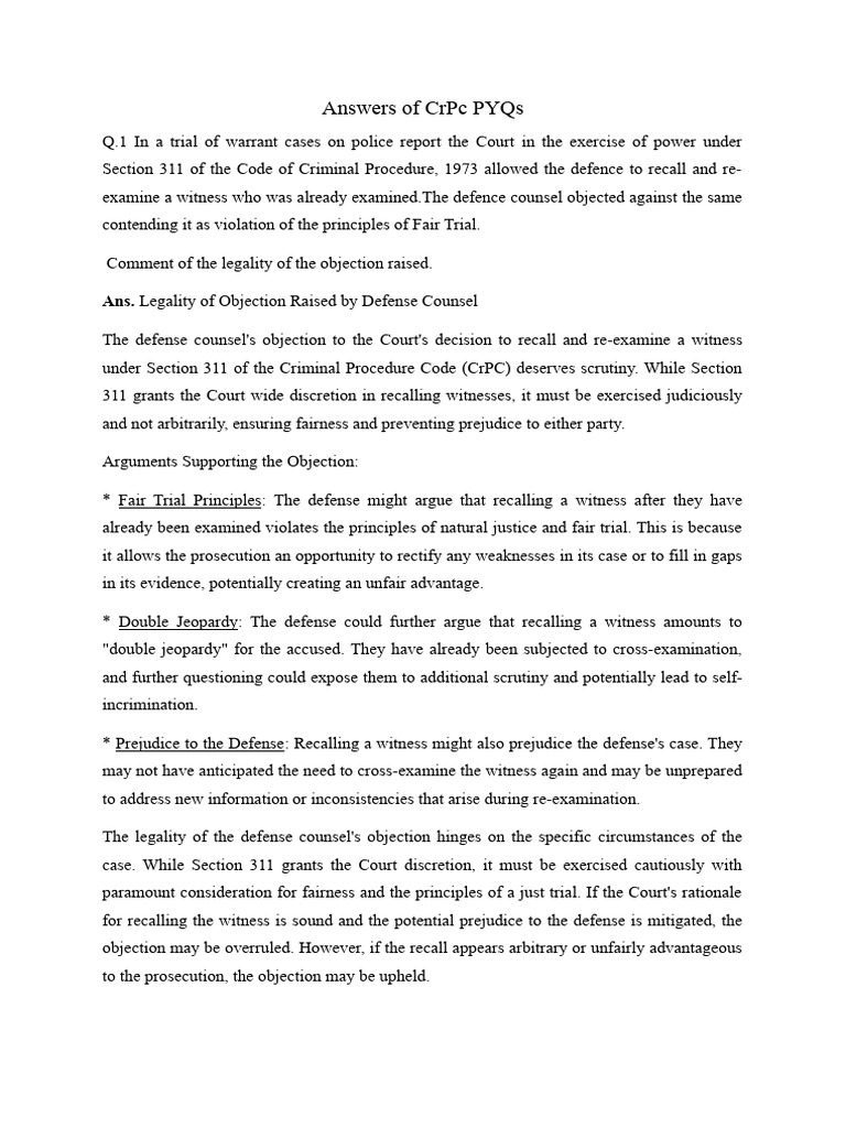 Answers of CRPC PYQs | PDF