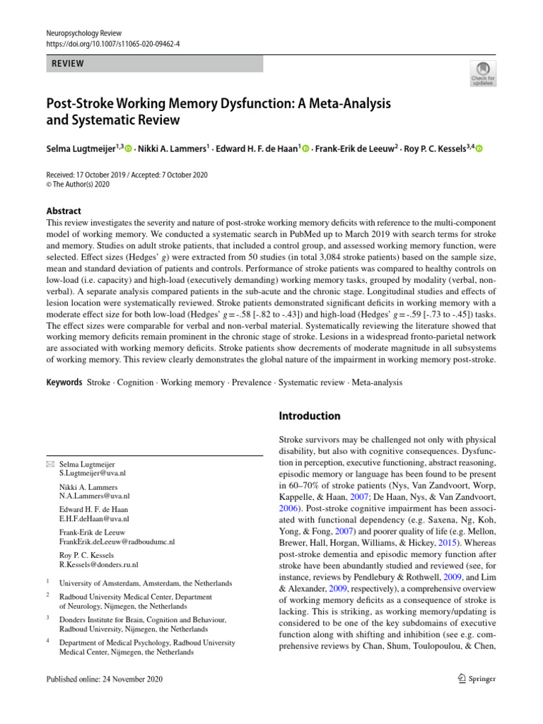 2020 - S. Lugtmeijer et al - Post-Stroke working memory dysfunction ...