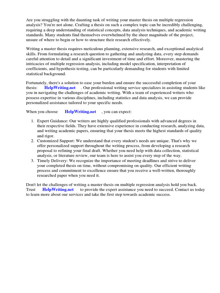 Master Thesis Multiple Regression Analysis | PDF | Regression Analysis | Linear Regression