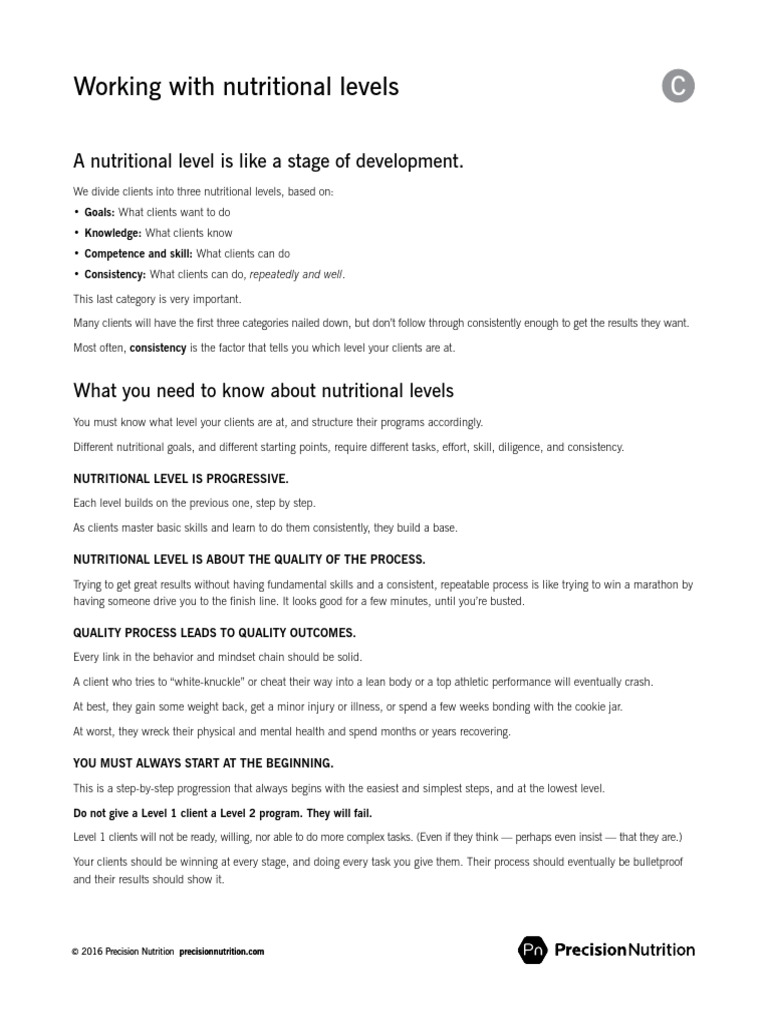 Guide To Nutritional Levels | PDF | Physical Fitness | Mental Health