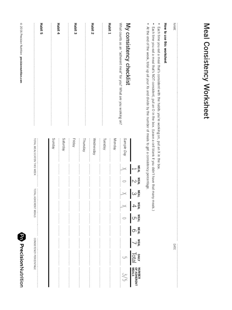 Meal Consistency Worksheet (Client) | PDF