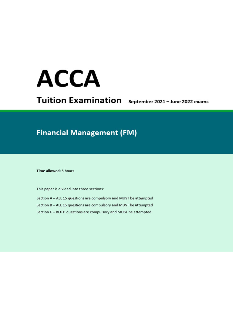 ACCA FM Exam Structure Overview | PDF | Interest | Cost Of Capital