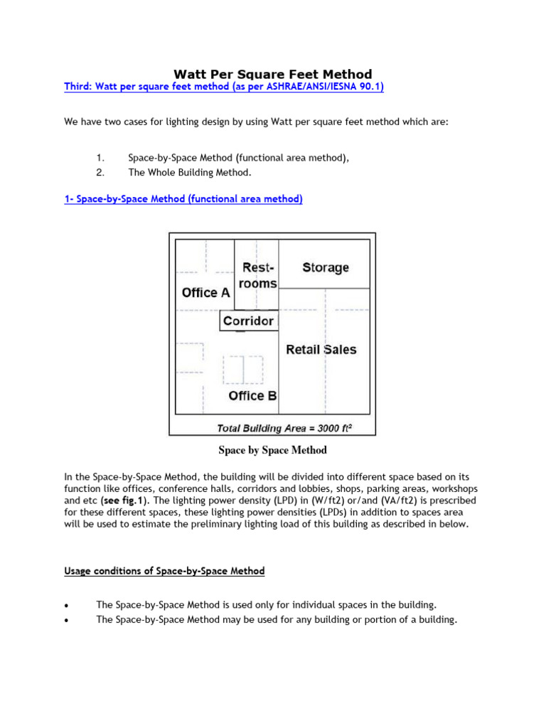 Lesson 3 Watt Per Square Feet Method | PDF