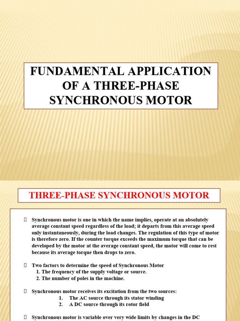 Lesson 4 Application of A Three-Phase Synchronous Motor | PDF ...