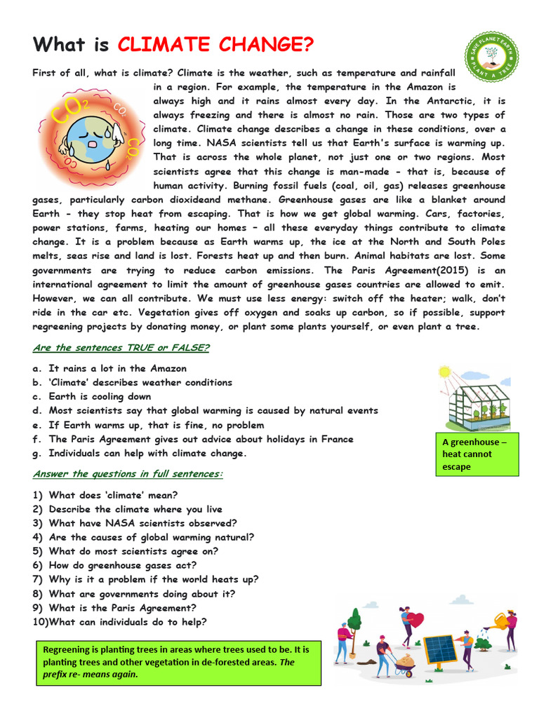 Mik No.9 - What-Is-Climate-Change-Reading-Comprehension-Exercises | PDF