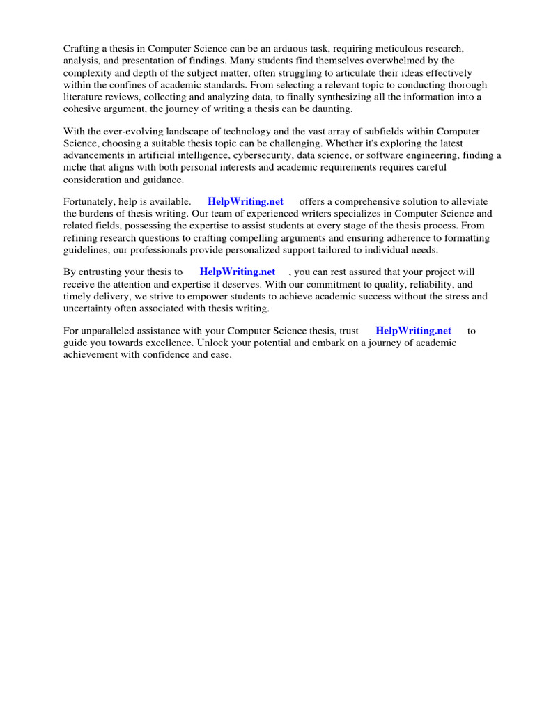 Computer Science Sample Thesis Topics | PDF