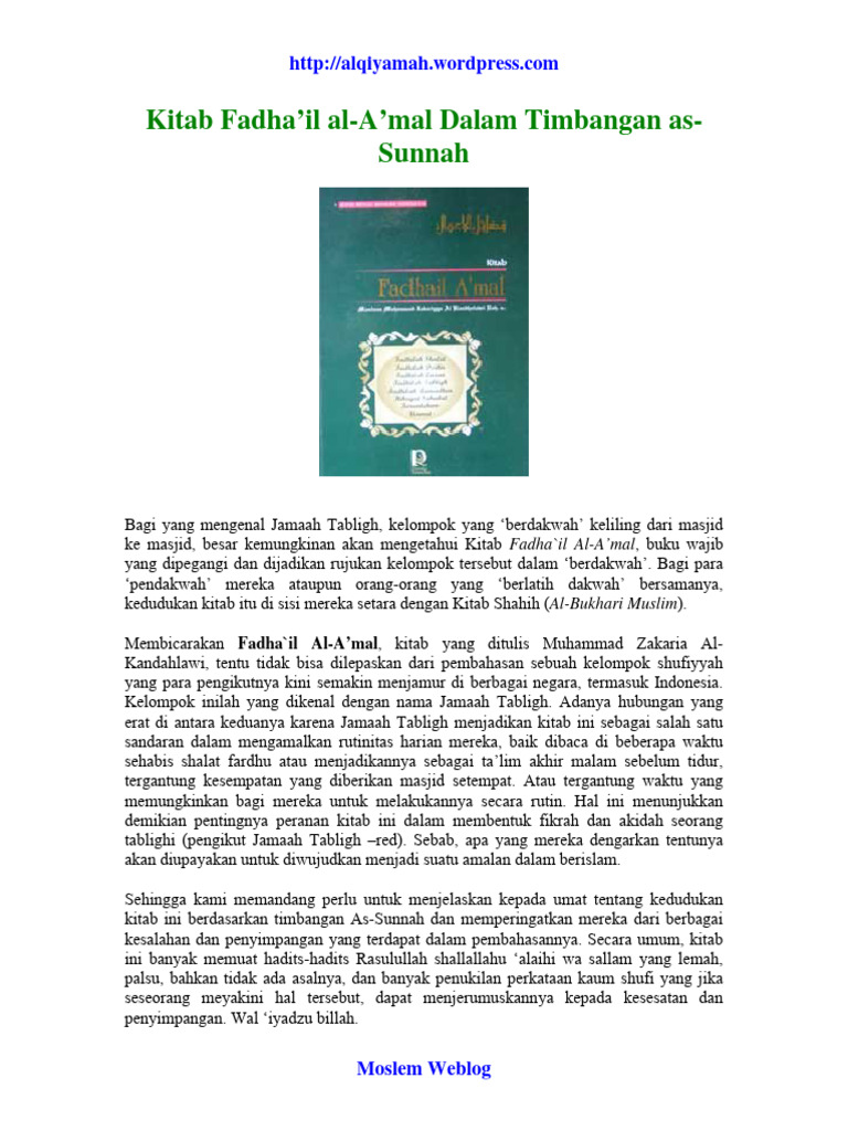 Fadha'il al-A'mal: Analisis Sunnah | PDF