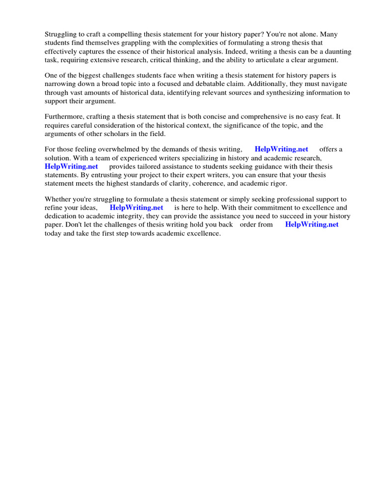 Thesis Statement Examples For History Papers | PDF | Essays | Thesis