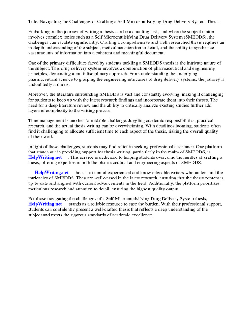 Self Microemulsifying Drug Delivery System Thesis Download Free Pdf Emulsion