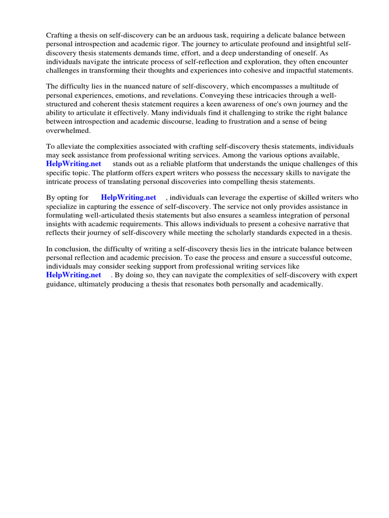 Self Discovery Thesis Statements | PDF | Essays | Jane Eyre