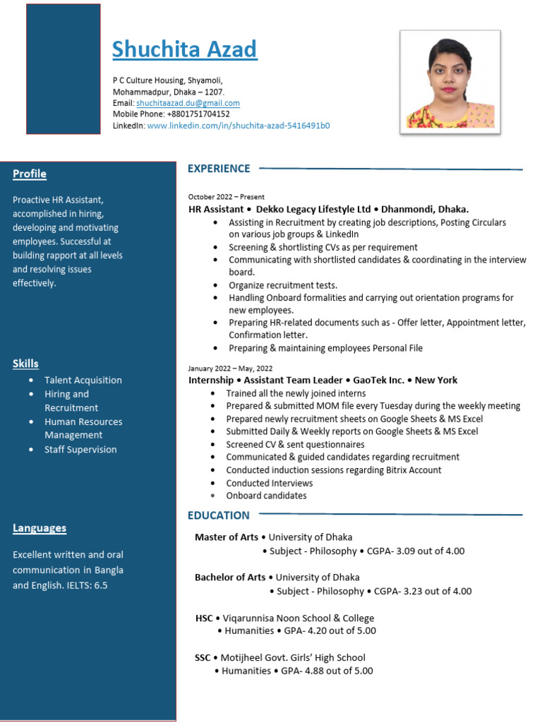 Shuchita Azad - CV | Download Free PDF | Recruitment
