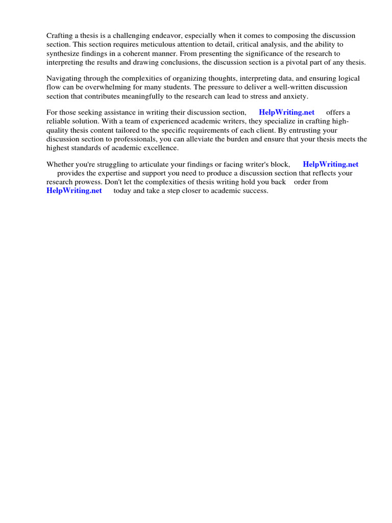 Sample Discussion Section Thesis | Download Free PDF | Methodology | Thesis