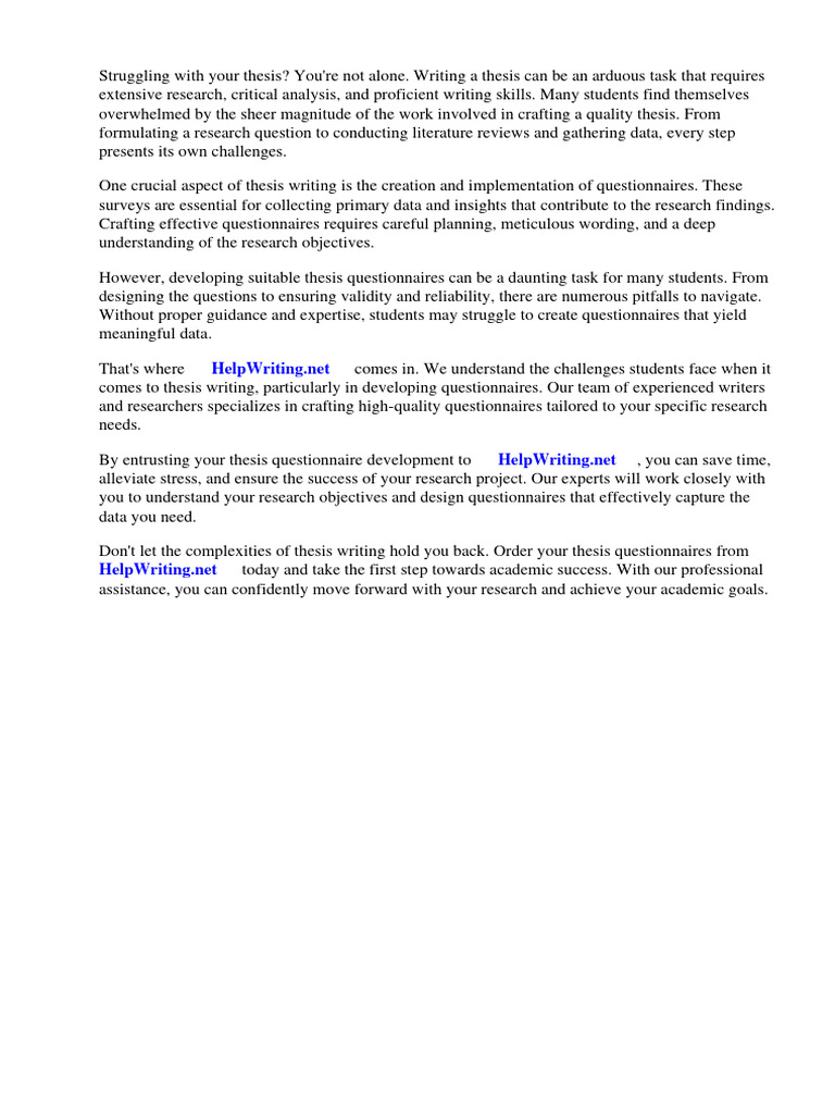 Samples of Thesis Questionnaires | PDF