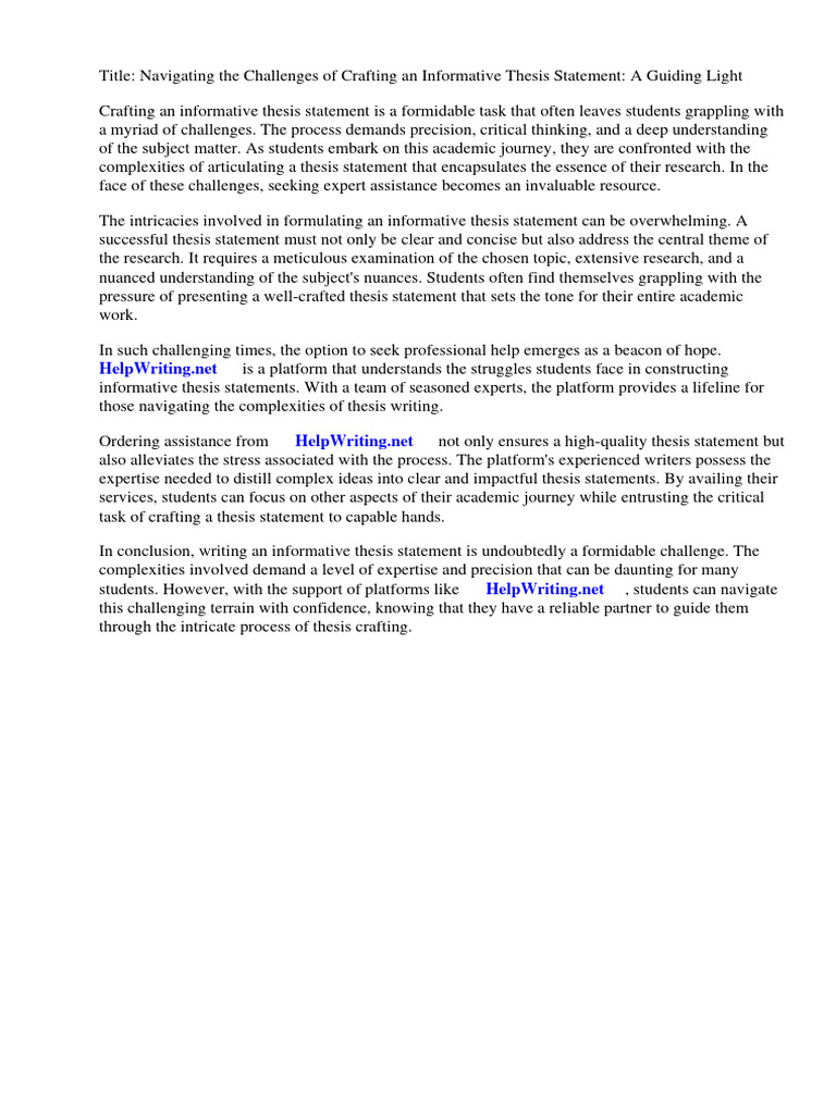 Informative Thesis Statement Examples | PDF | Essays | Thesis