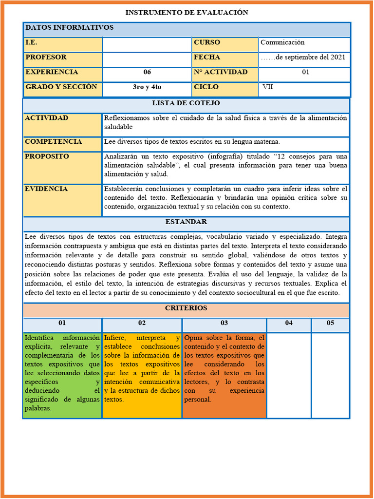 (3y4) 6 Instrumento de Eval de Com | Descargar gratis PDF | Comunicación humana | Ciencia cognitiva