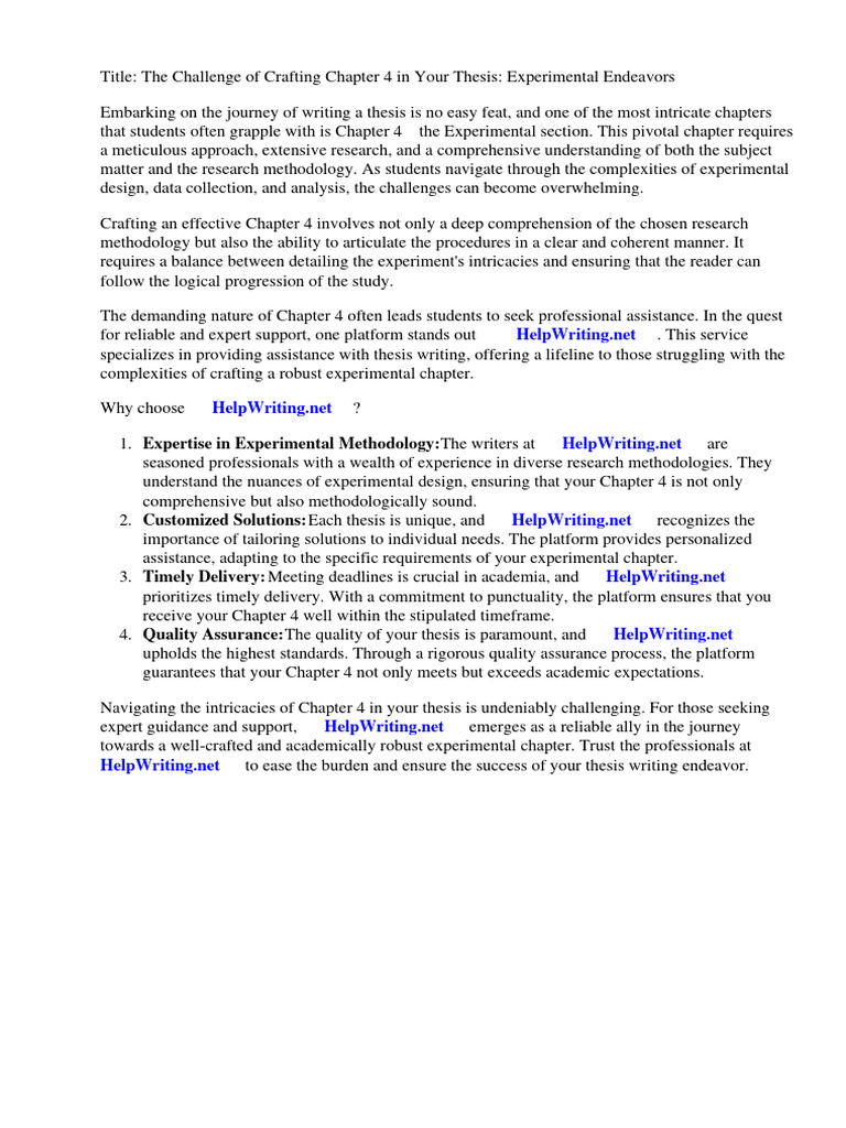 Chapter 4 Thesis Experimental | PDF | Methodology | Thesis