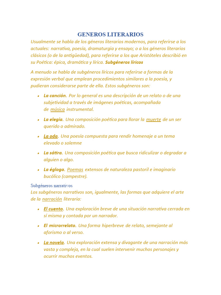 Generos Literarios | PDF