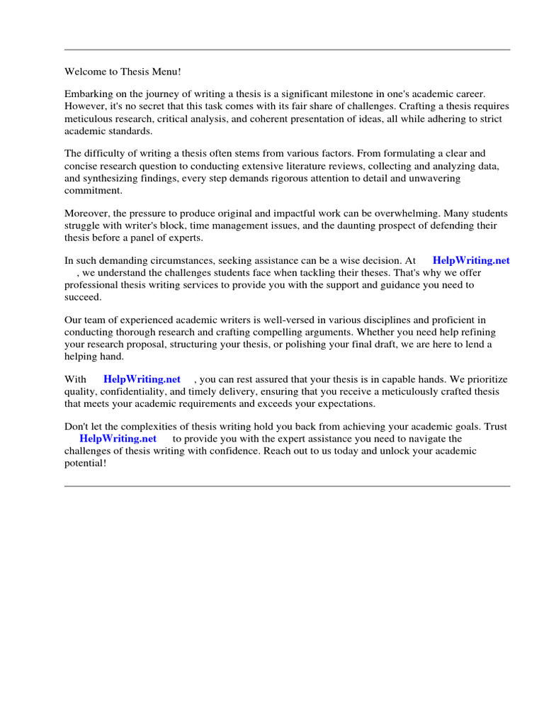 Thesis Menu | PDF | Menu | Menu (Computing)