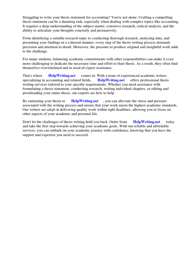 Thesis Statement For Accountant | PDF | Accounting | Audit