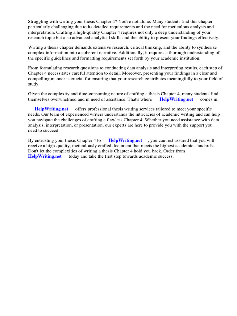 Thesis Chapter 4 Guidelines | PDF | Thesis | Cognition