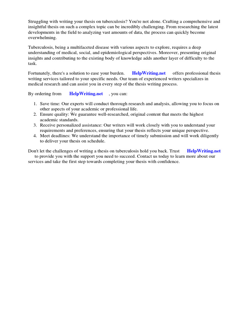 Thesis Tuberculosis | PDF
