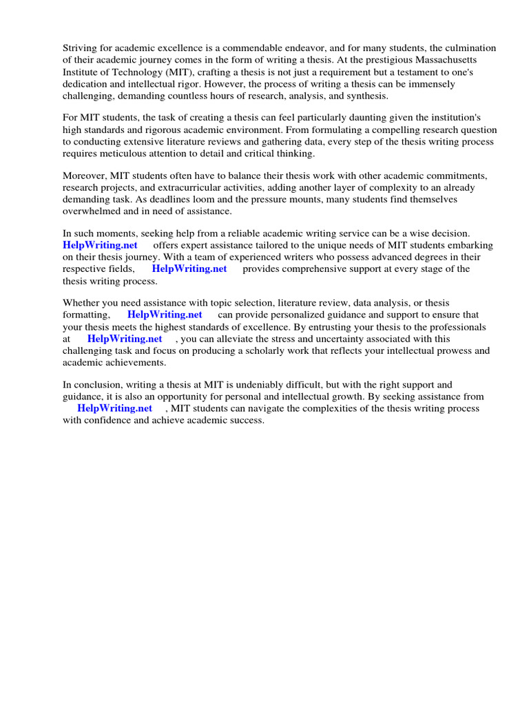Massachusetts Institute of Technology (Mit) Thesis | PDF