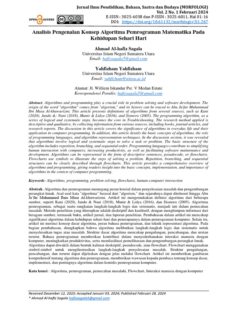 Analisis Pengenalan Konsep Algoritma Pemrograman Matematika Pada Kehidupan Sehari Hari | PDF ...