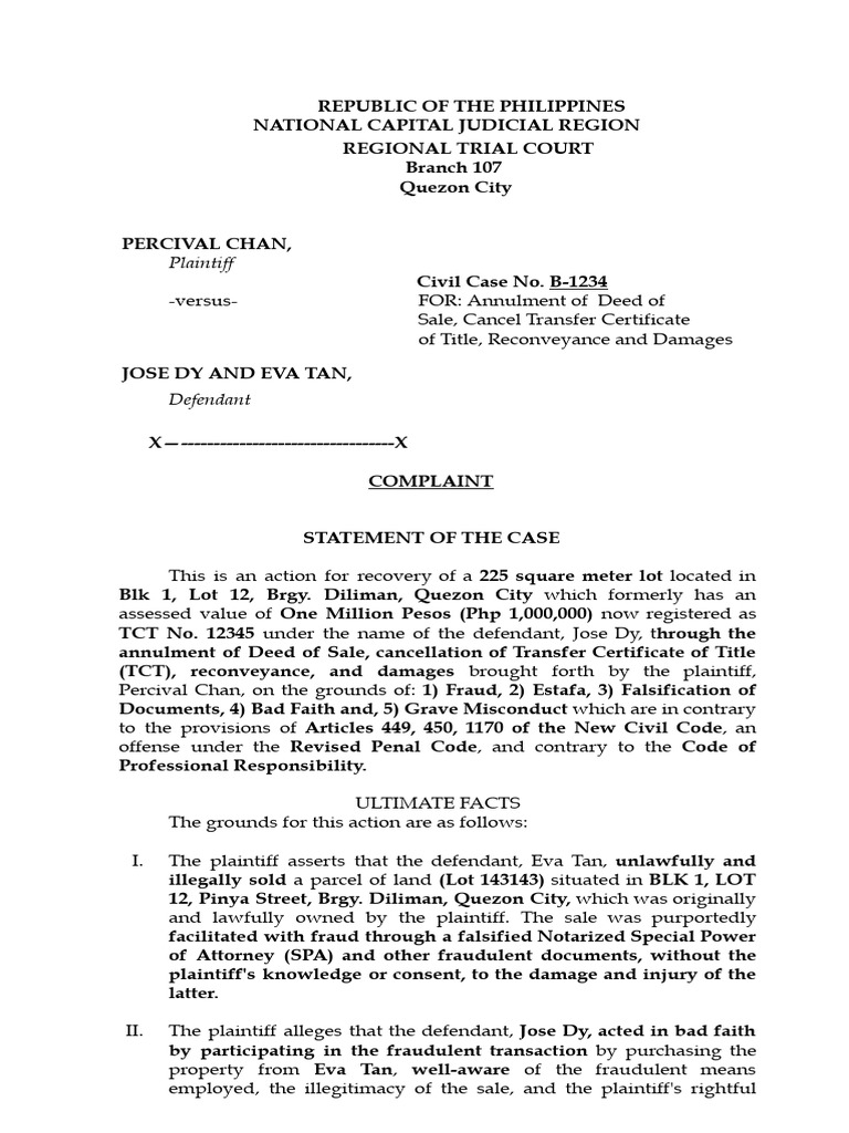 Group 1 Final Complaint | PDF | Fraud | Sales