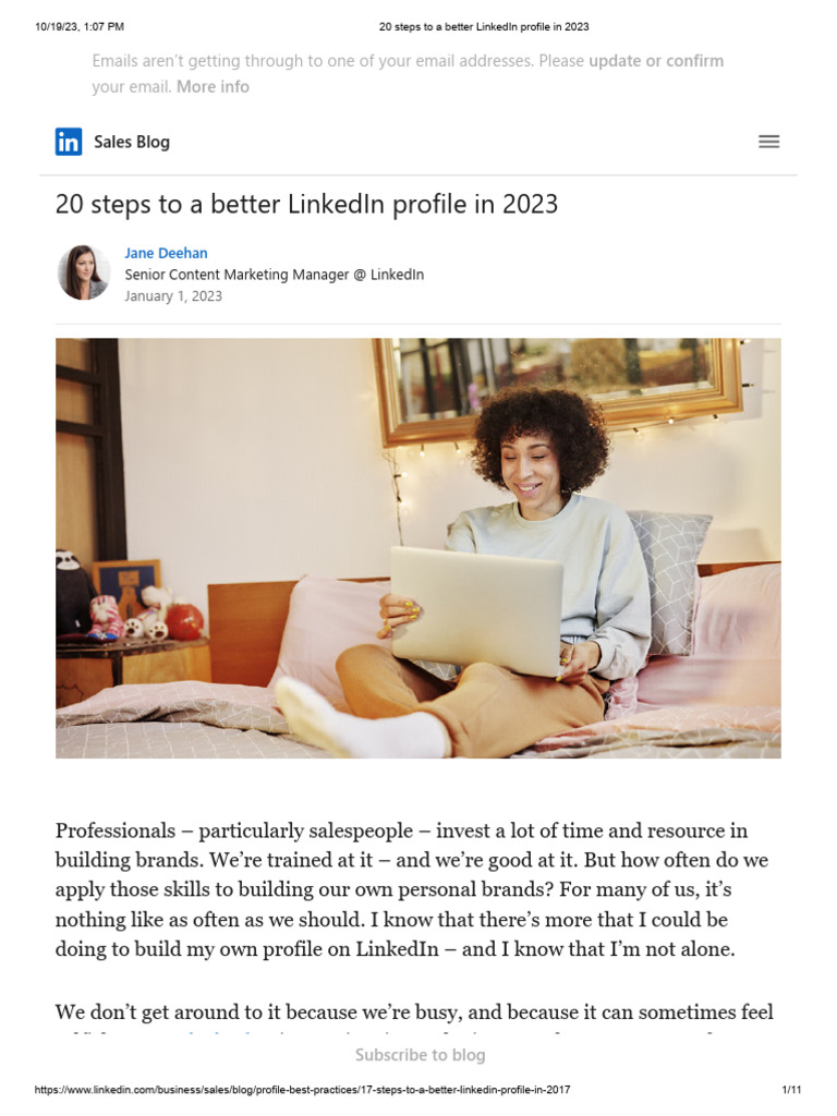 20 Steps To A Better LinkedIn Profile in 2023 | PDF