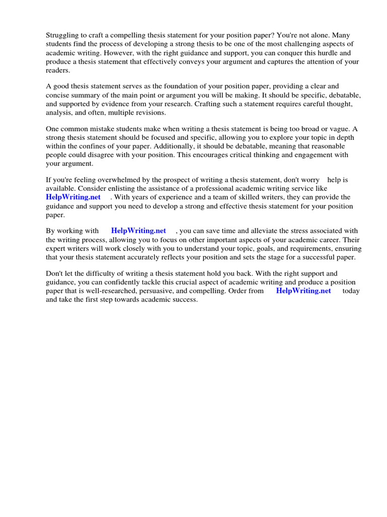 Examples of A Good Thesis Statement For A Position Paper | PDF | Essays ...