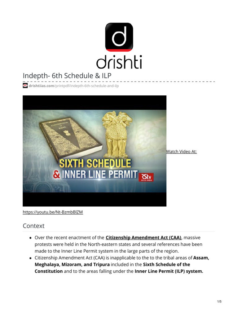 Indepth 6th Schedule and Ilp | PDF | Political Law | Legal Documents