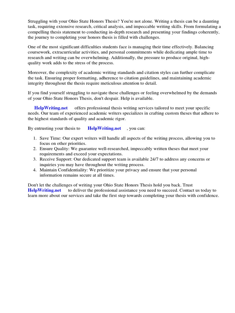 Ohio State Honors Thesis | PDF | Thesis | Leadership