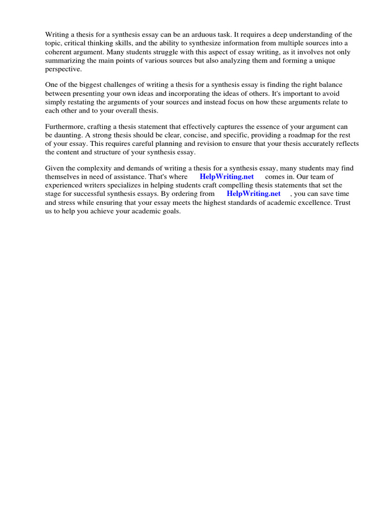 How To Write A Thesis For A Synthesis Essay | PDF | Essays | Dialectic