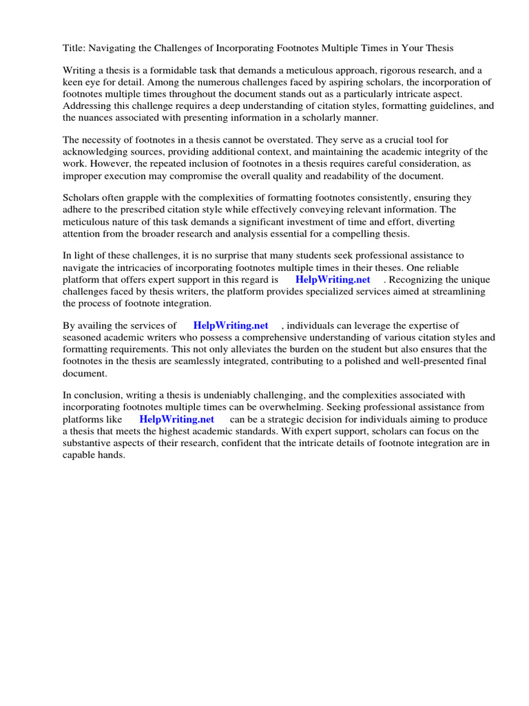 Footnote Thesis Multiple Times | PDF | Citation | Note (Typography)