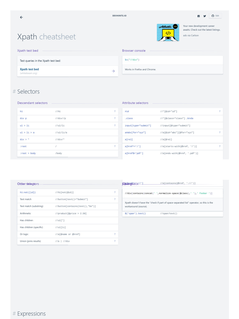 Xpath Cheatsheet | PDF | Software Engineering | Computer Science
