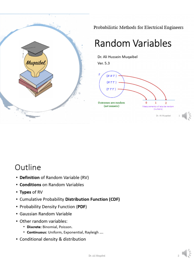 Random Variables CH2 Muqaibel | PDF | Probability Distribution | Random Variable