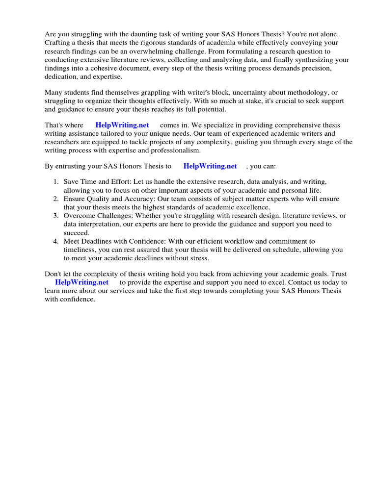 Sas Honors Thesis | PDF | Thesis | Expert