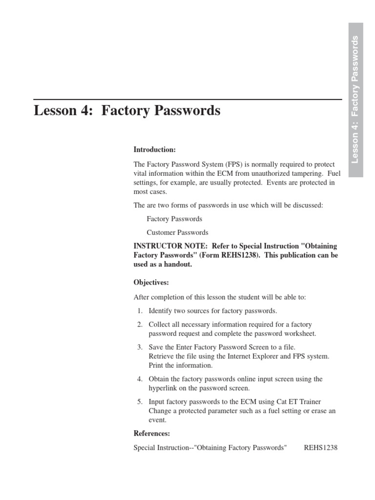 U3l4 Factory Passwords | PDF