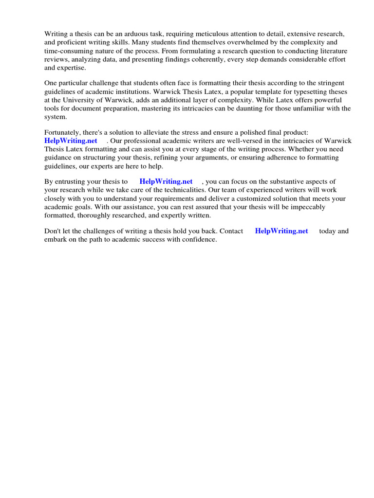 Warwick Thesis Latex | PDF | Thesis | Te X