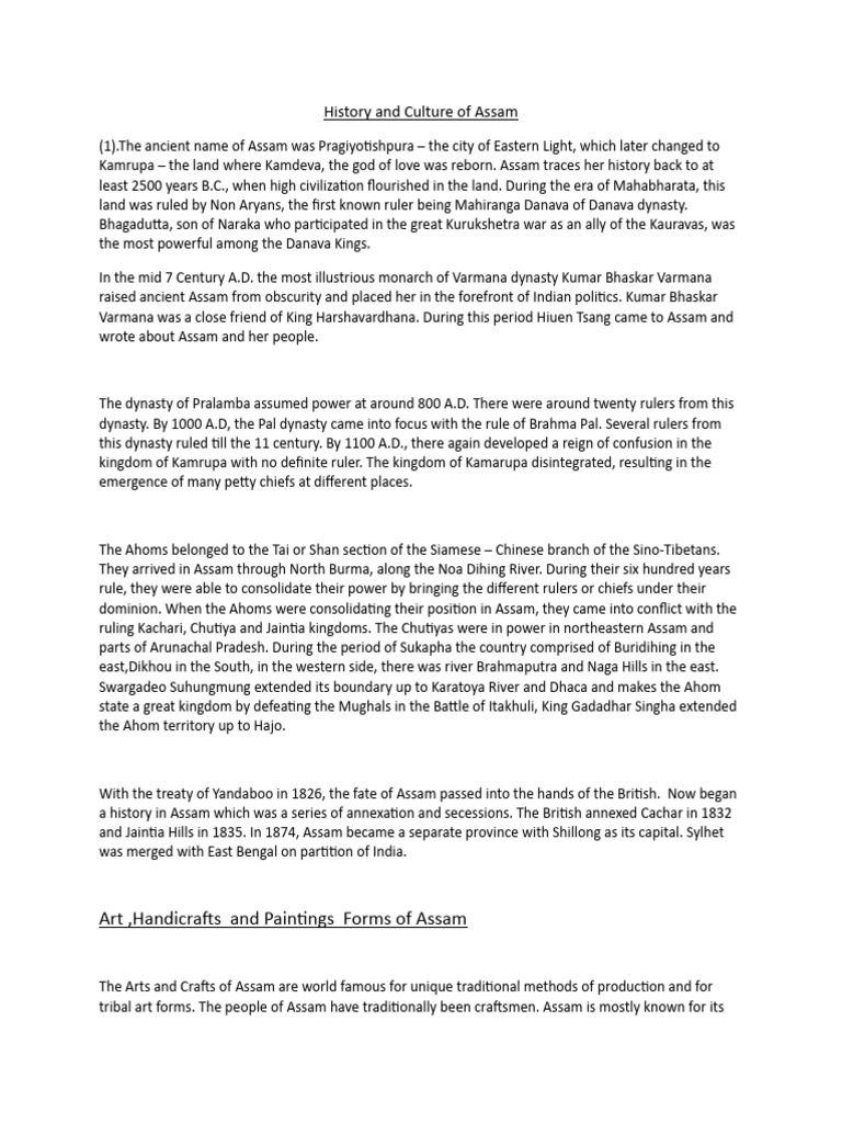 History and Culture of Assam | PDF
