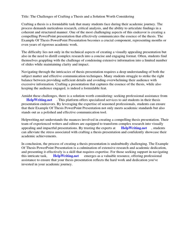 Example of Thesis Powerpoint Presentation | PDF | Thesis | Microsoft ...