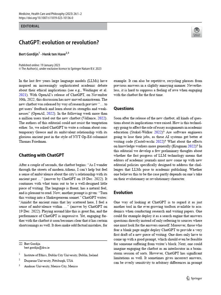 Chatgpt: Evolution or Revolution?: Questions | PDF | Artificial ...