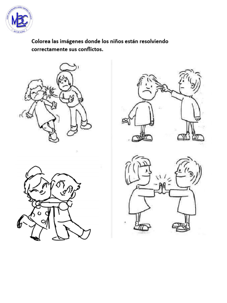 Colorea: Niños Resolviendo Conflictos | PDF