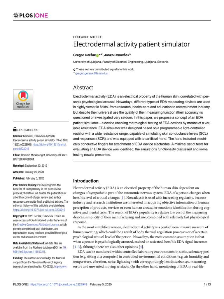 Electrodermal Activity Patient Simulator - 2019 | PDF | Simulation | Amplitude